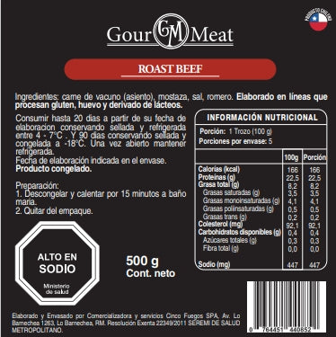 ROAST BEEF DE LOMO LISO 500 grs - Gourmeat